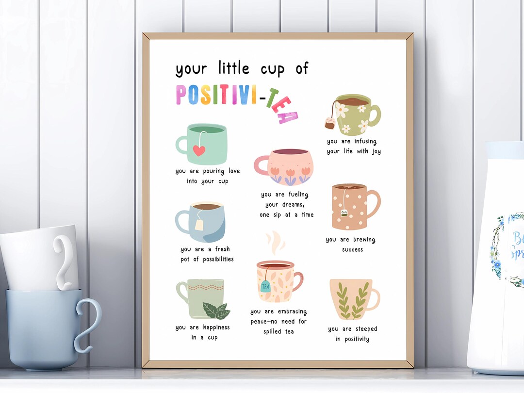 Little Cup of Positivity - Digital Printable Wall Art, Inspirational ...