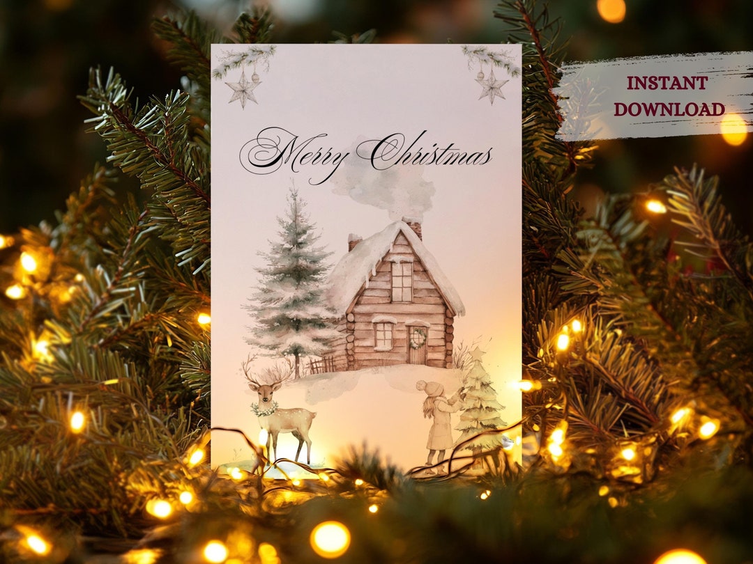 Digital Printable Christmas Card, Foldable Christmas Card, Greetings ...