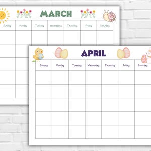 Printable Calendar for Kids, Undated Monthly Planner for Kids, Cute ...