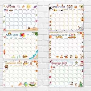 2025 Printable Kids Calendar – Cute Monthly Planner for Kids, Editable ...