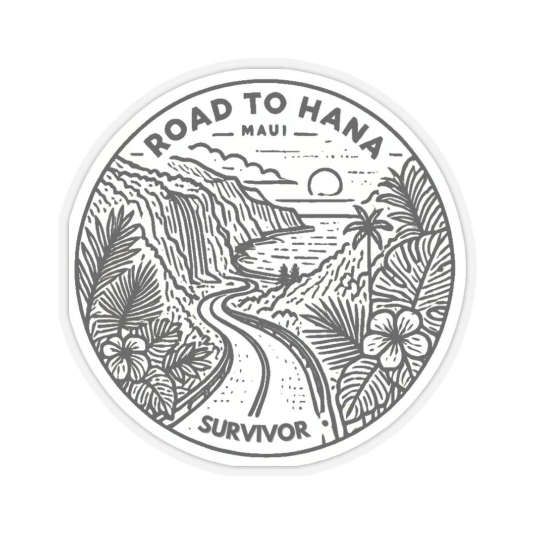 Road to Hana Survivor Sticker - Maui Adventure Line Art | Durable Vinyl ...