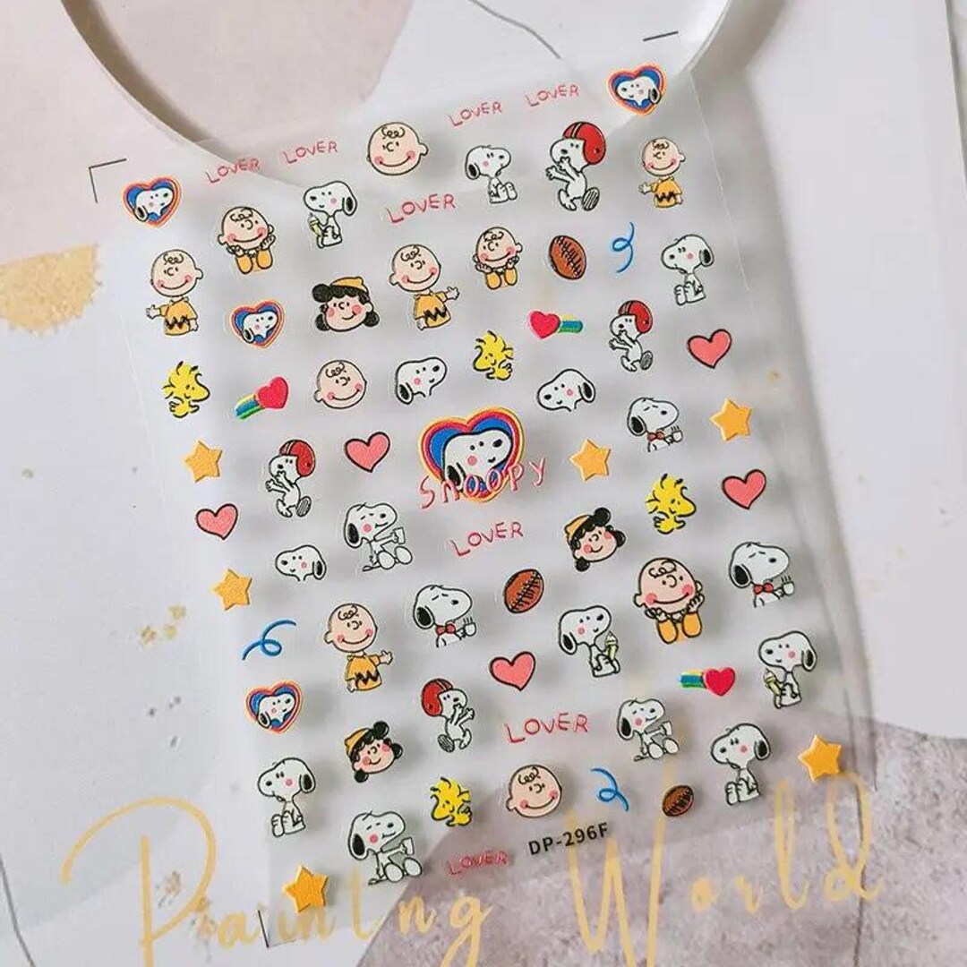 Snoopy Nail Art Stickers Cute Anime Waterproof 3D Cartoons & Decals for ...