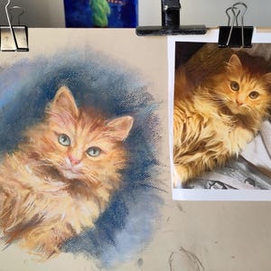 Custom Pastel Cat Portrait – Realistic Fluffy Kitten Painting ...