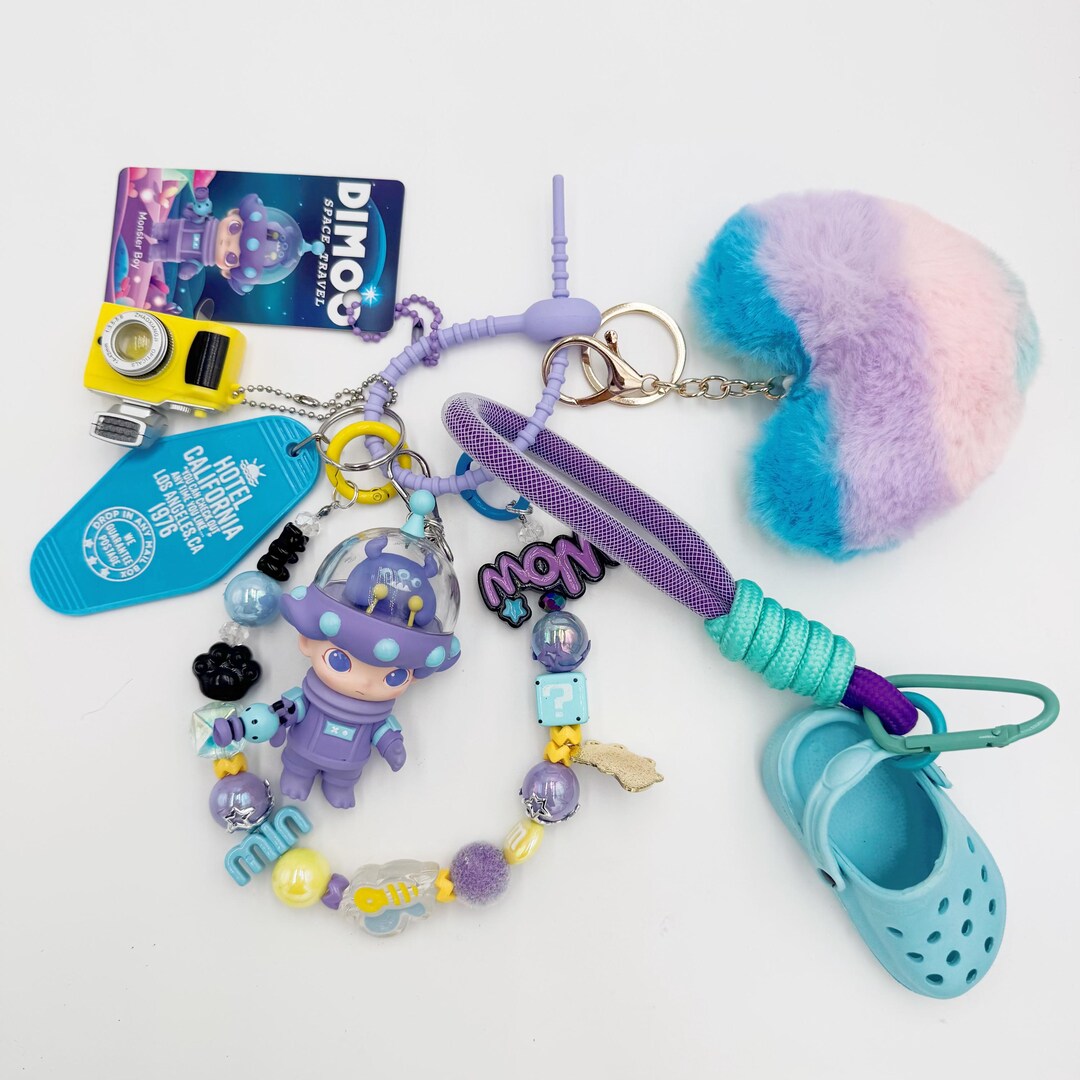 Authentic POP MART Dimoo Beaded Bag Charm and Keychain Rhinestone ...
