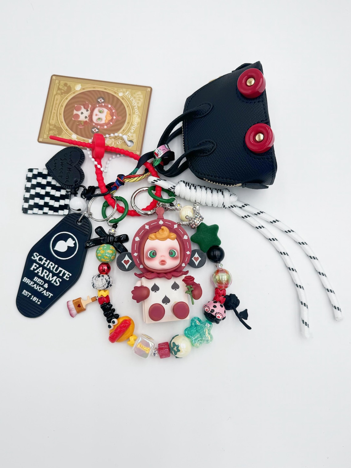 Authentic POP MART Skullpanda Beaded Bag Charm and Keychain Rhinestone ...