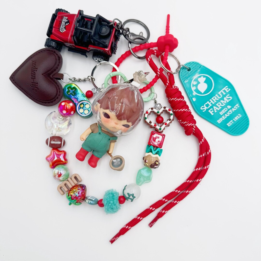 Authentic POP MART Hirono Beaded Bag Charm and Keychain Rhinestone ...