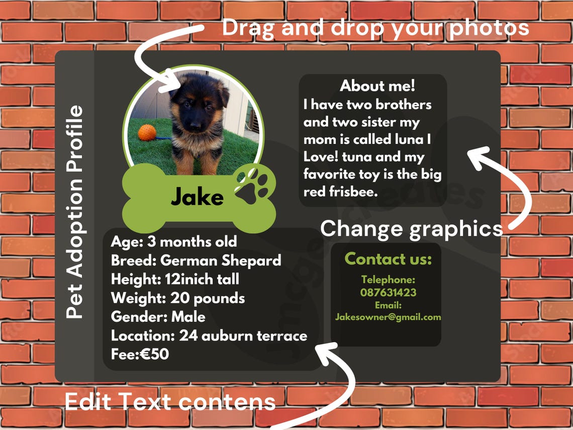 Adoptable Dog Poster Set | Editable Printable Art | 29 X 23cm |multiple ...