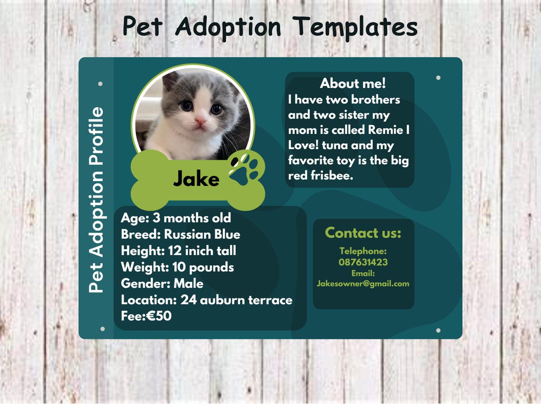 Cat Adoption Poster Set Editable Printable Art 30 X 24 Inch Multiple ...
