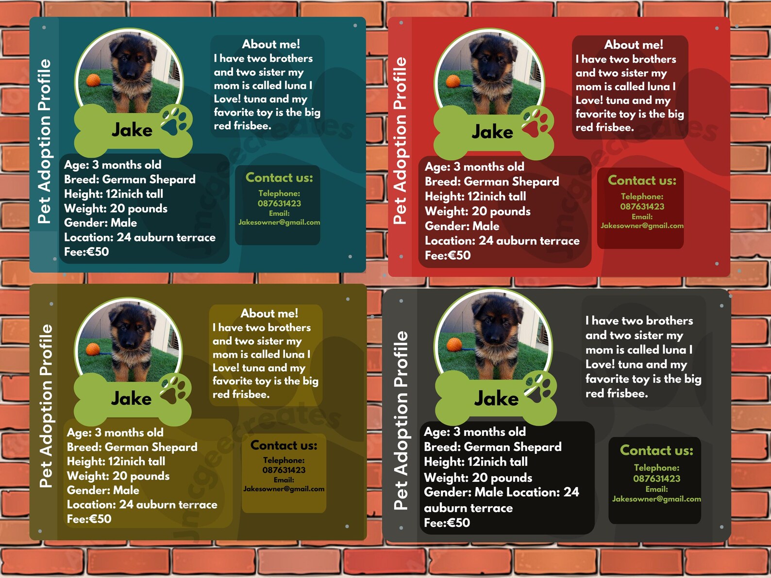 Adoptable Dog Poster Set | Editable Printable Art | 29 X 23cm |multiple ...