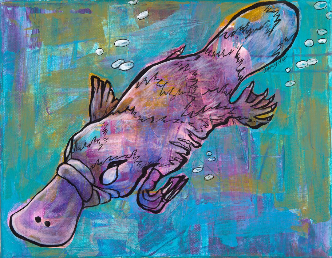 Platypus Art Print, Platypus Art, Platypus Painting, Line Art Platypus ...