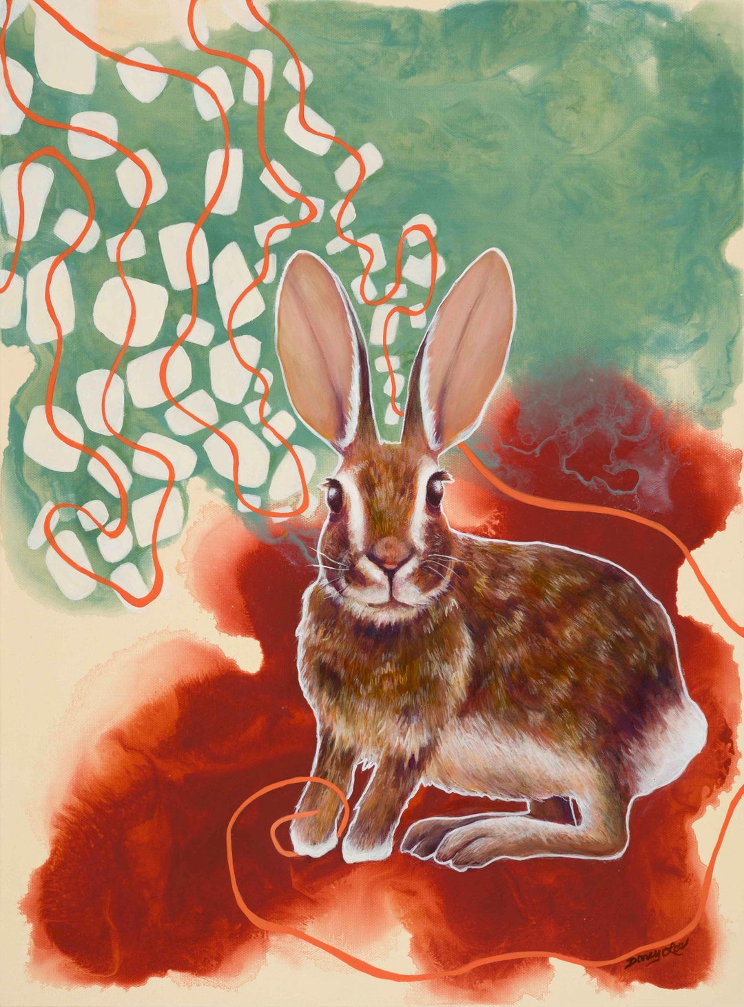 Bunny Art Print, Abstract Nature Art, Rabbit Art Print, Animal Art ...