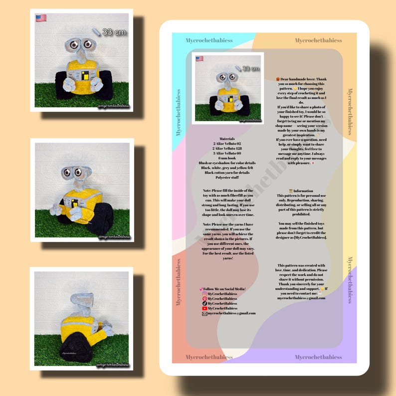Wall-e Crochet Pattern PDF / Robot Plush - Etsy