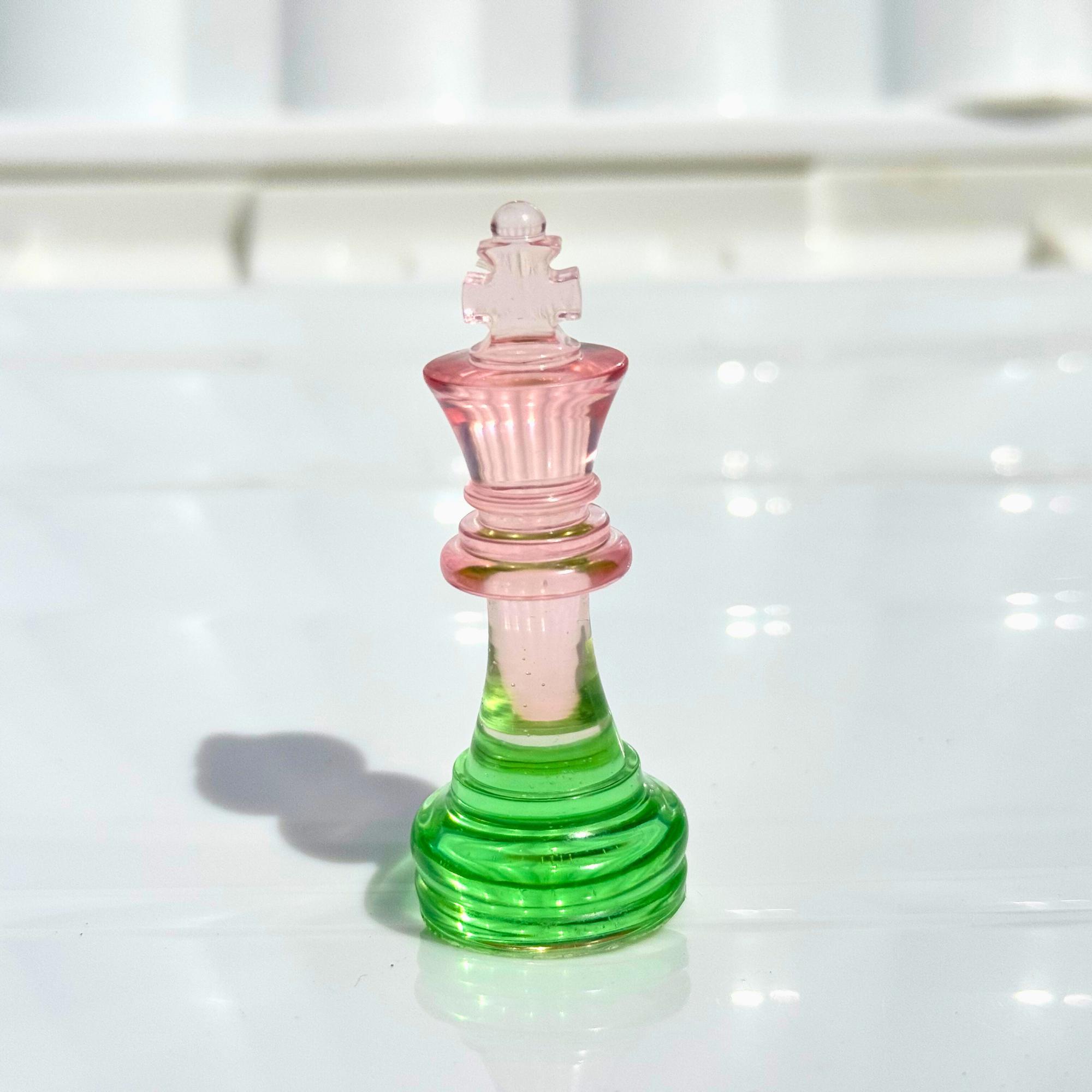 Chess, Green Resin Chess Pieces, Chess Set, Cherry Blossom and Green ...