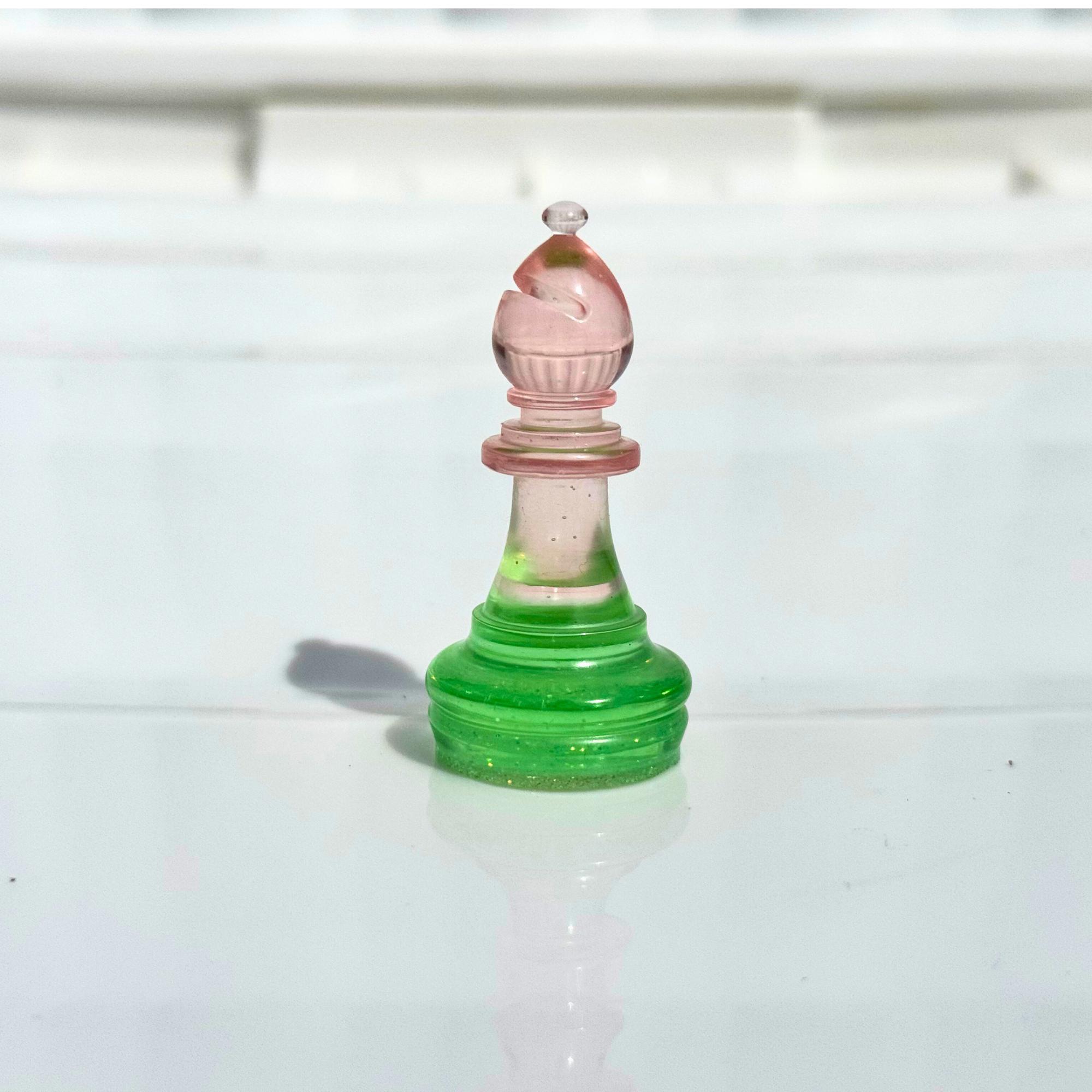 Chess, Green Resin Chess Pieces, Chess Set, Cherry Blossom and Green ...