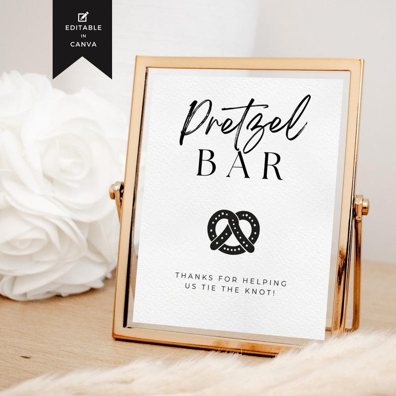 Pretzel Bar Sign, Wedding Pretzel Stand Sign, Printable Reception ...