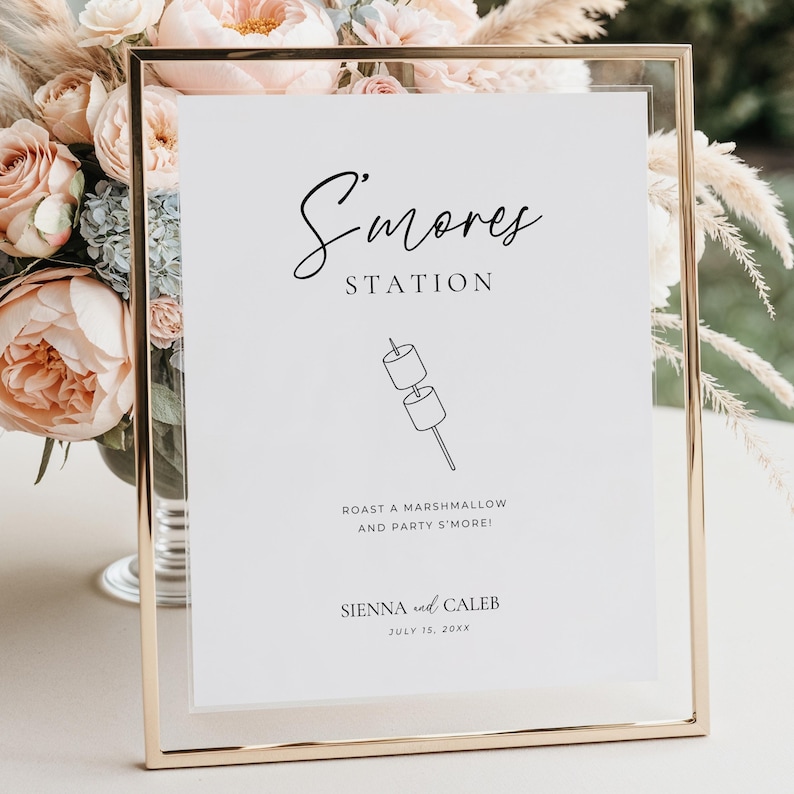 Wedding Signage Smore, Smores Station Template, Smores Bar Sign, Roast ...