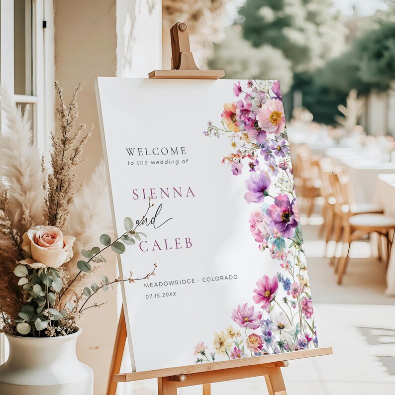 Wildflower Wedding Welcome Sign: Boho Floral Garden Party (printable ...