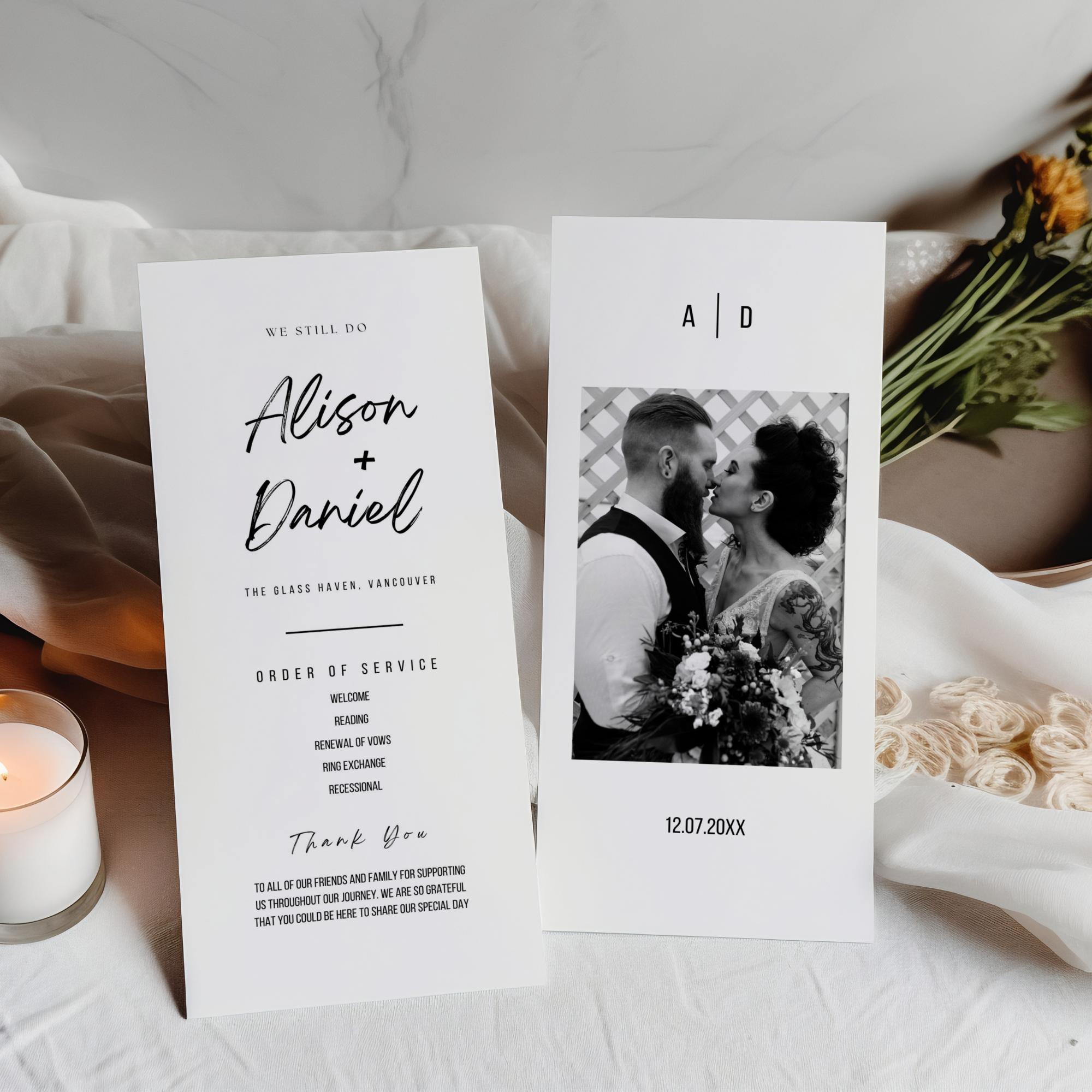 Wedding Vow Renewal Program Template, Modern We Still Do Program, Printable Photo Wedding ...