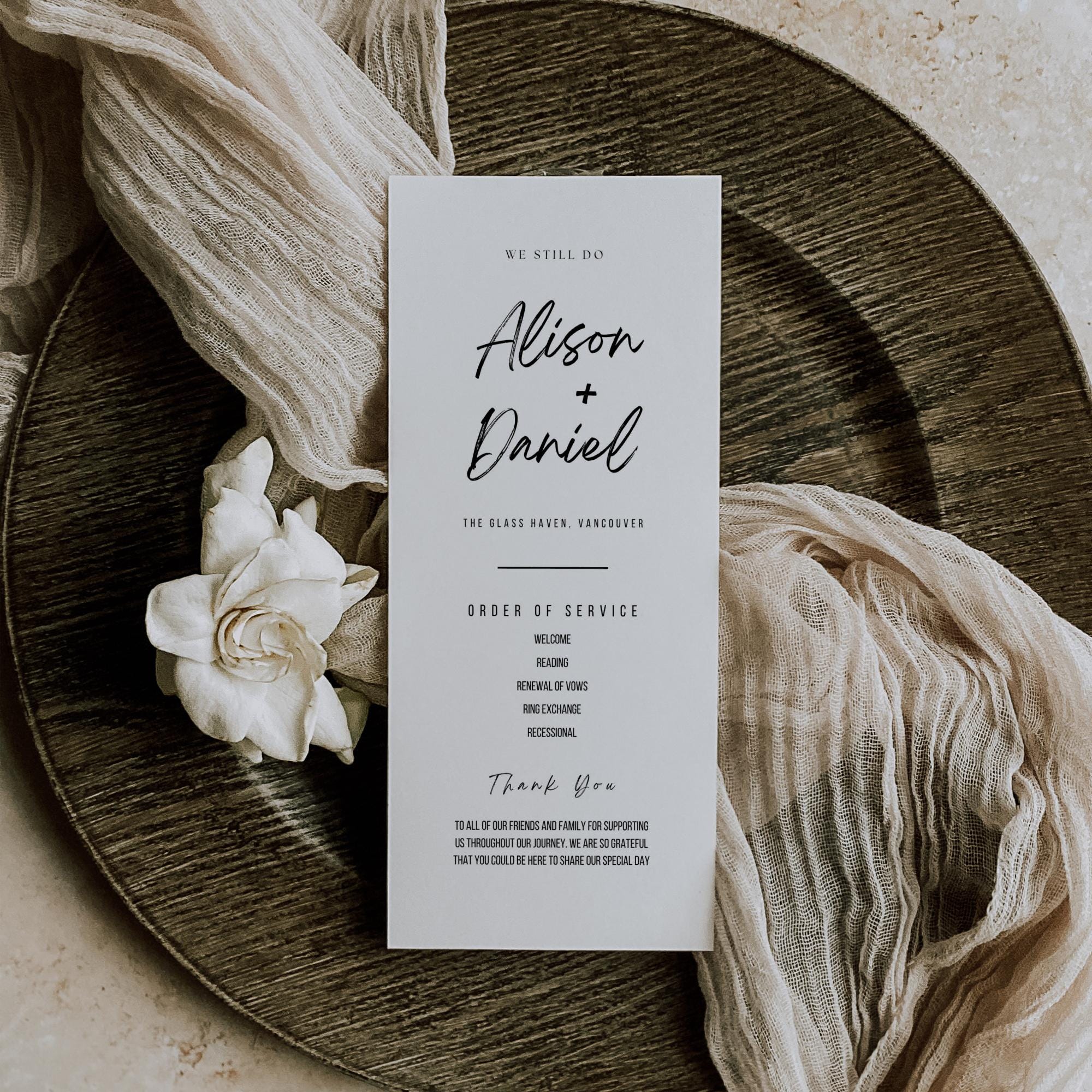 Wedding Vow Renewal Program Template, Modern We Still Do Program ...
