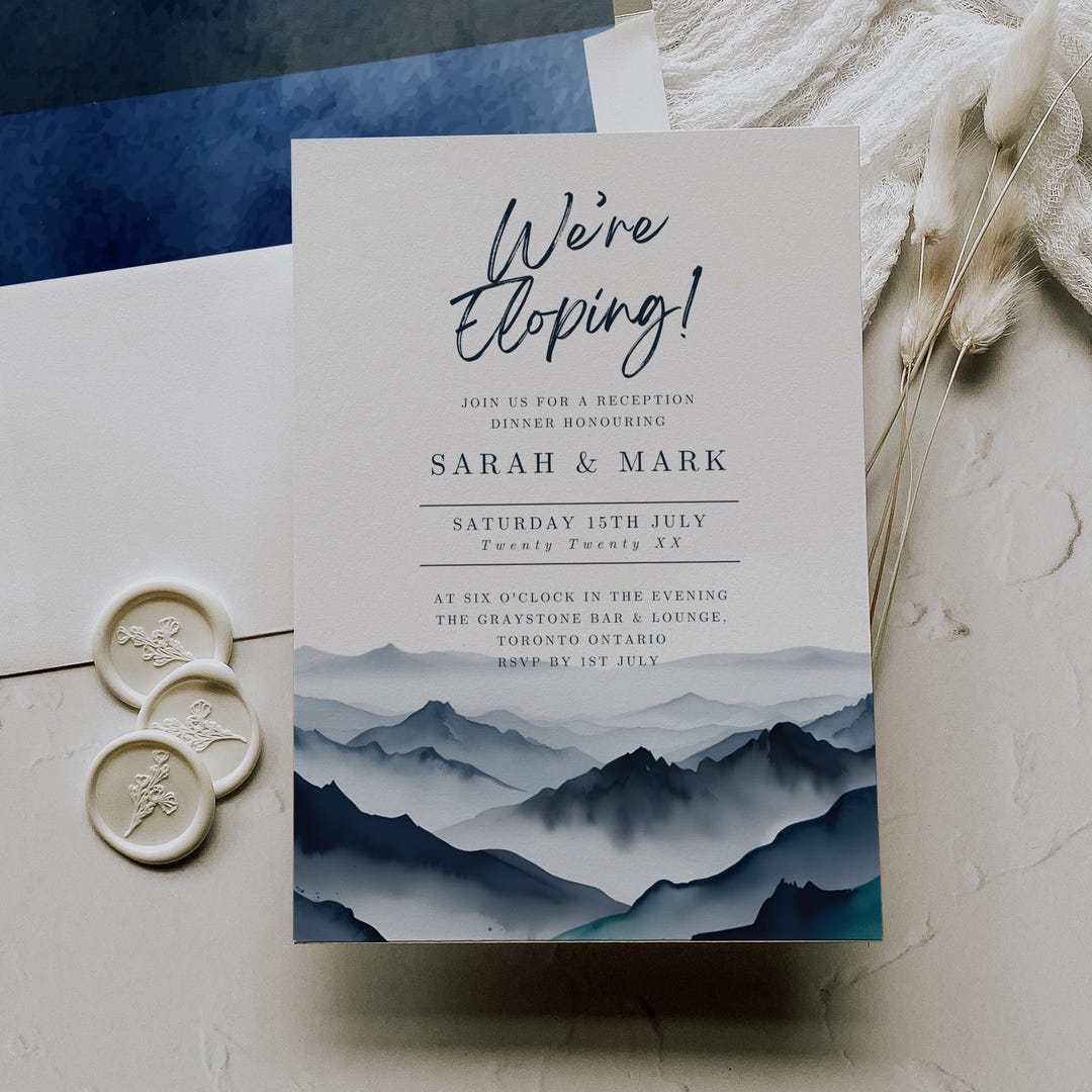 Elopement Invitation Mountain Wedding, Elopement Announcement Template ...