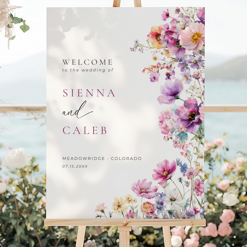 Wildflower Wedding Welcome Sign: Boho Floral Garden Party (printable ...