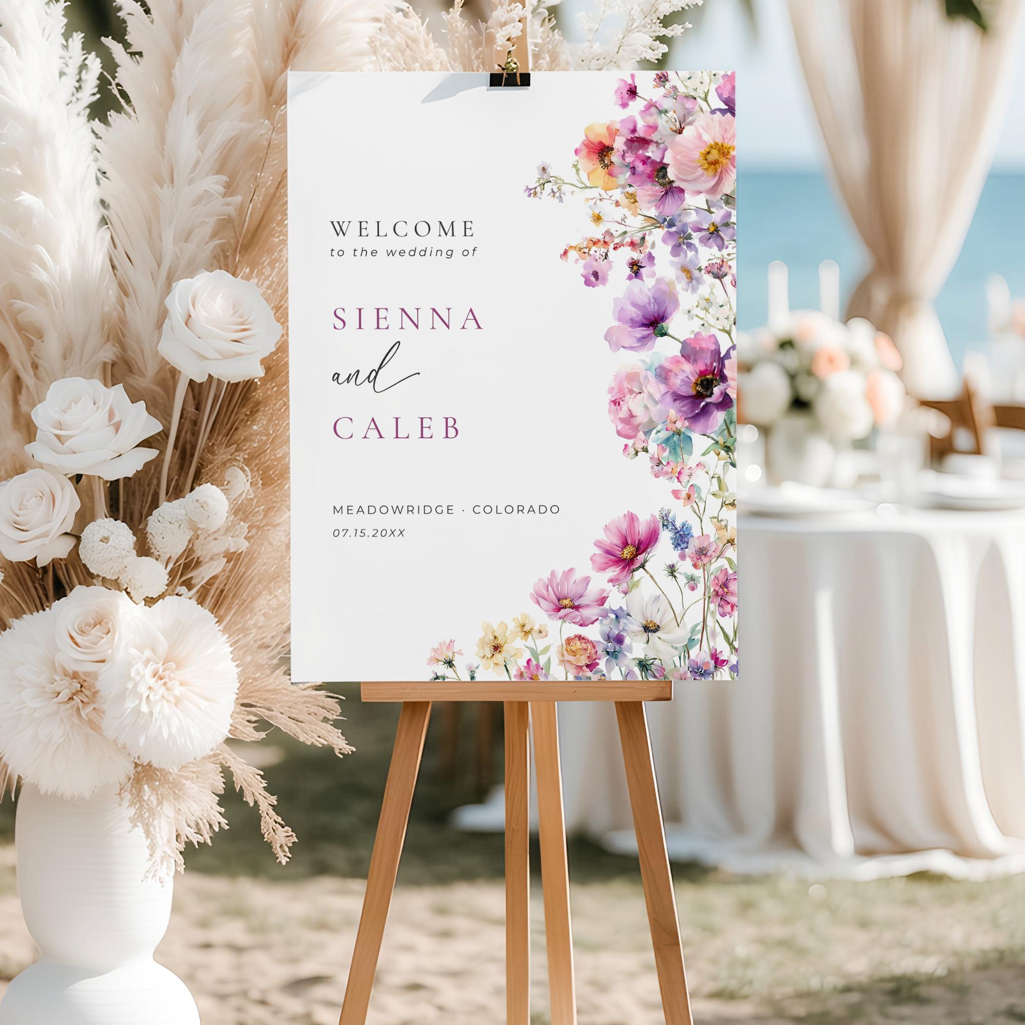 Wildflower Wedding Welcome Sign: Boho Floral Garden Party (printable ...