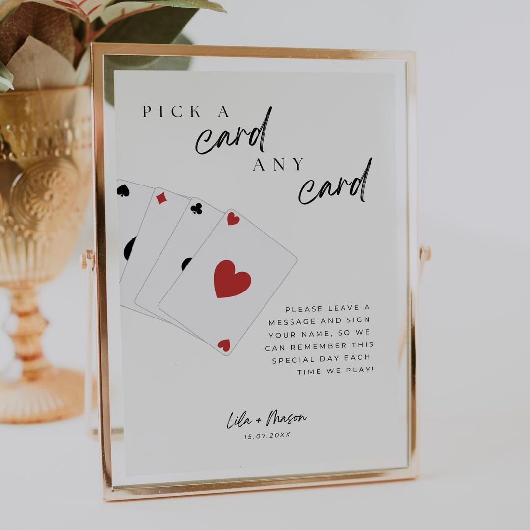 Playing Cards Guestbook Sign, Pick a Card Any Card Reception Sign ...