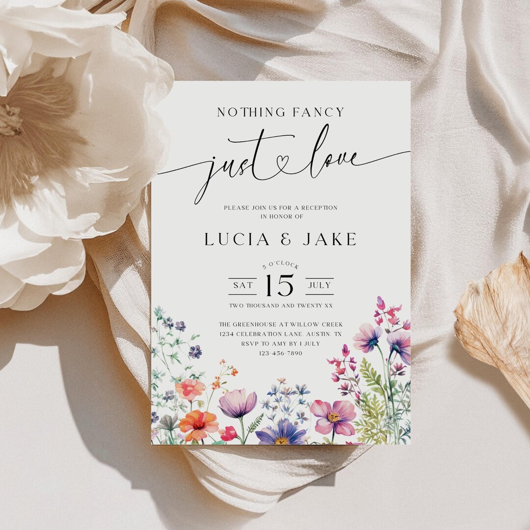 Elopement Reception Invitation Wildflower, Nothing Fancy Just Love ...