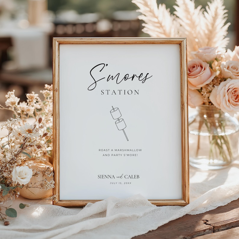 Wedding Signage Smore, Smores Station Template, Smores Bar Sign, Roast ...