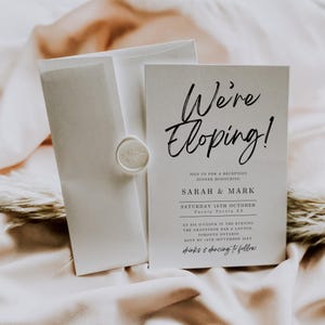 We're Eloping Invitation, Boho Elopement Announcement, Reception Invite ...