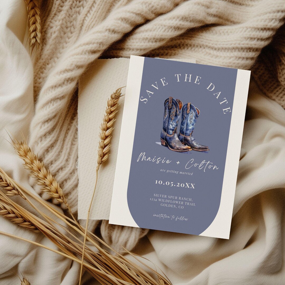 Western Save the Date Wedding Invite, Rustic Country Wedding ...
