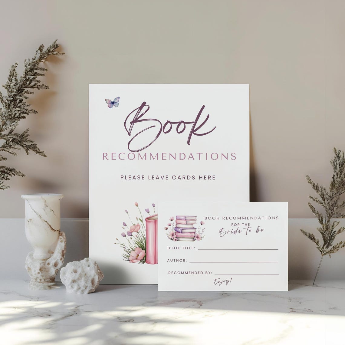 Book Recommendations Sign, A New Chapter Bridal Shower Decor, Printable ...
