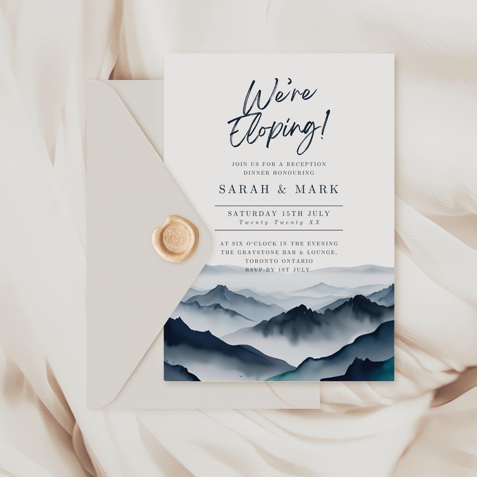 Elopement Invitation Mountain Wedding, Elopement Announcement Template ...