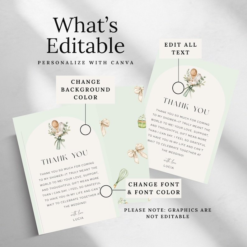 Whisked Away Bridal Shower Thank You Card | Sage Green Thank You Card ...