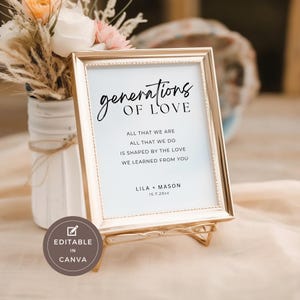 Generations of Love Table Sign, Family Table Wedding Decor, Printable ...