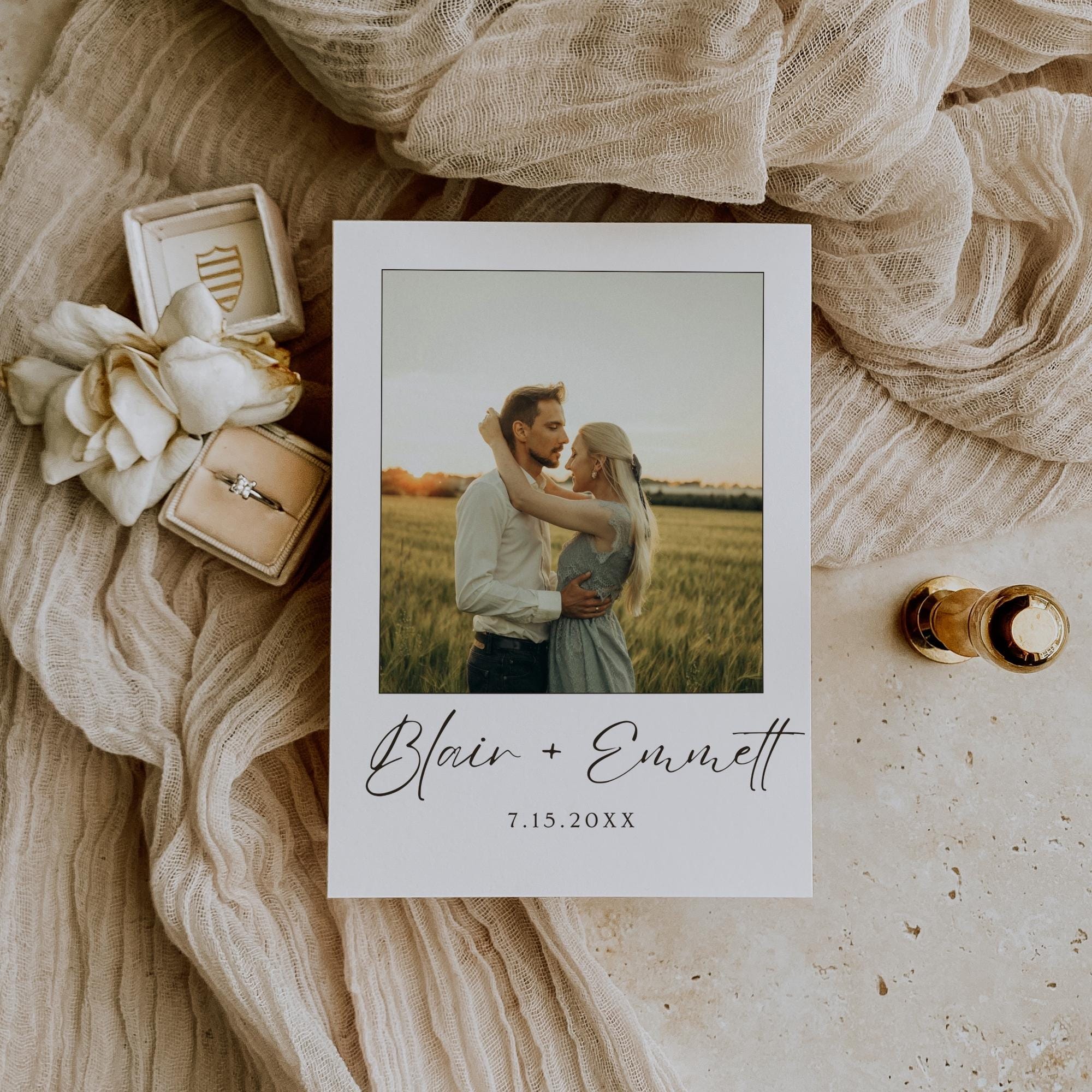 Minimal Wedding Invitation With Photo, Minimalist Wedding Invite With ...