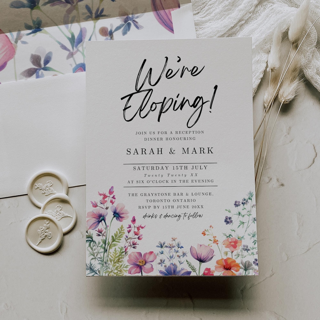 Elopement Reception Invitation Wildflower, Intimate Spring Wedding ...
