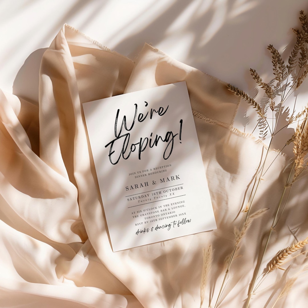 We're Eloping Invitation, Boho Elopement Announcement, Reception Invite ...