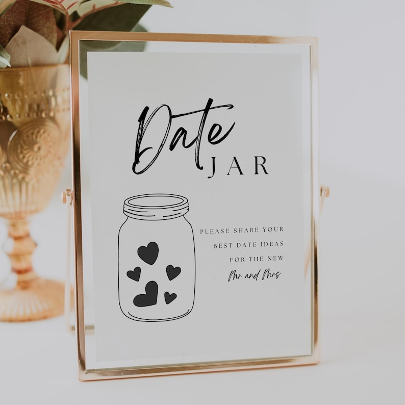 Date Jar Sign, Wedding Reception Date Night Ideas Sign, Wedding Date ...