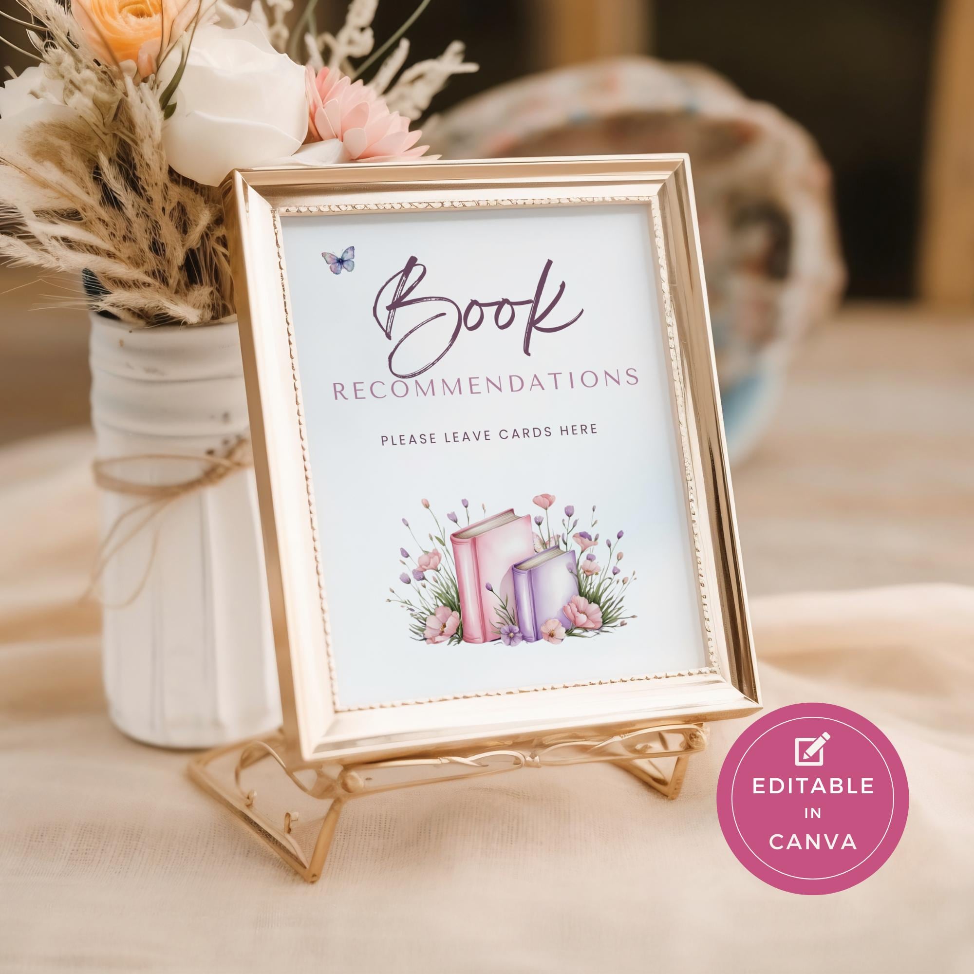 Book Recommendations Sign, A New Chapter Bridal Shower Decor, Printable ...