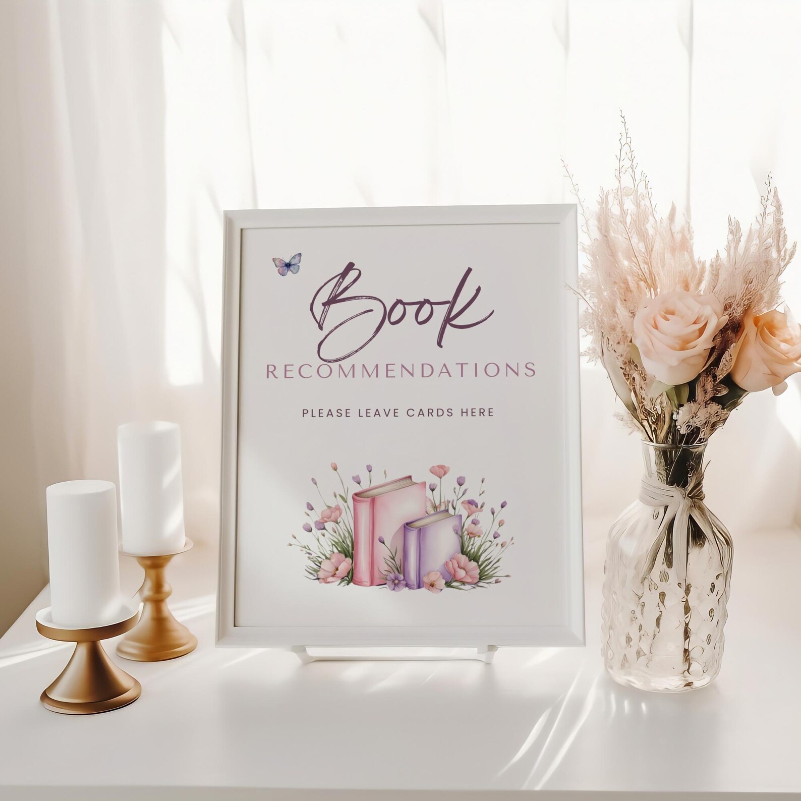 Book Recommendations Sign, A New Chapter Bridal Shower Decor, Printable ...
