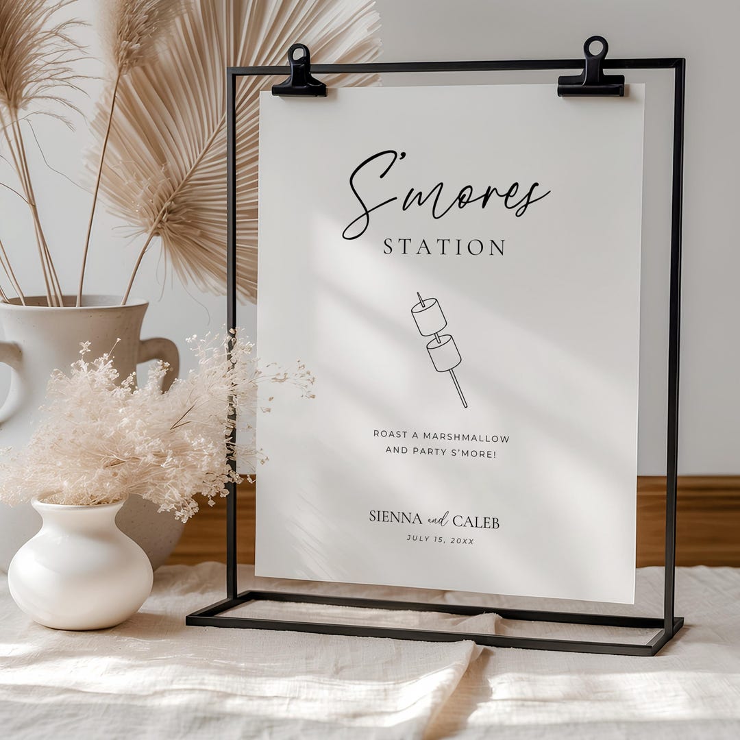 Wedding Signage Smore, Smores Station Template, Smores Bar Sign, Roast ...