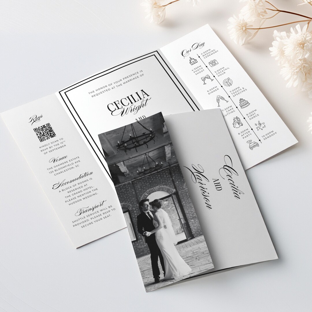 Old Money Gatefold Wedding Invitation | Elegant Gatefold Invite With ...
