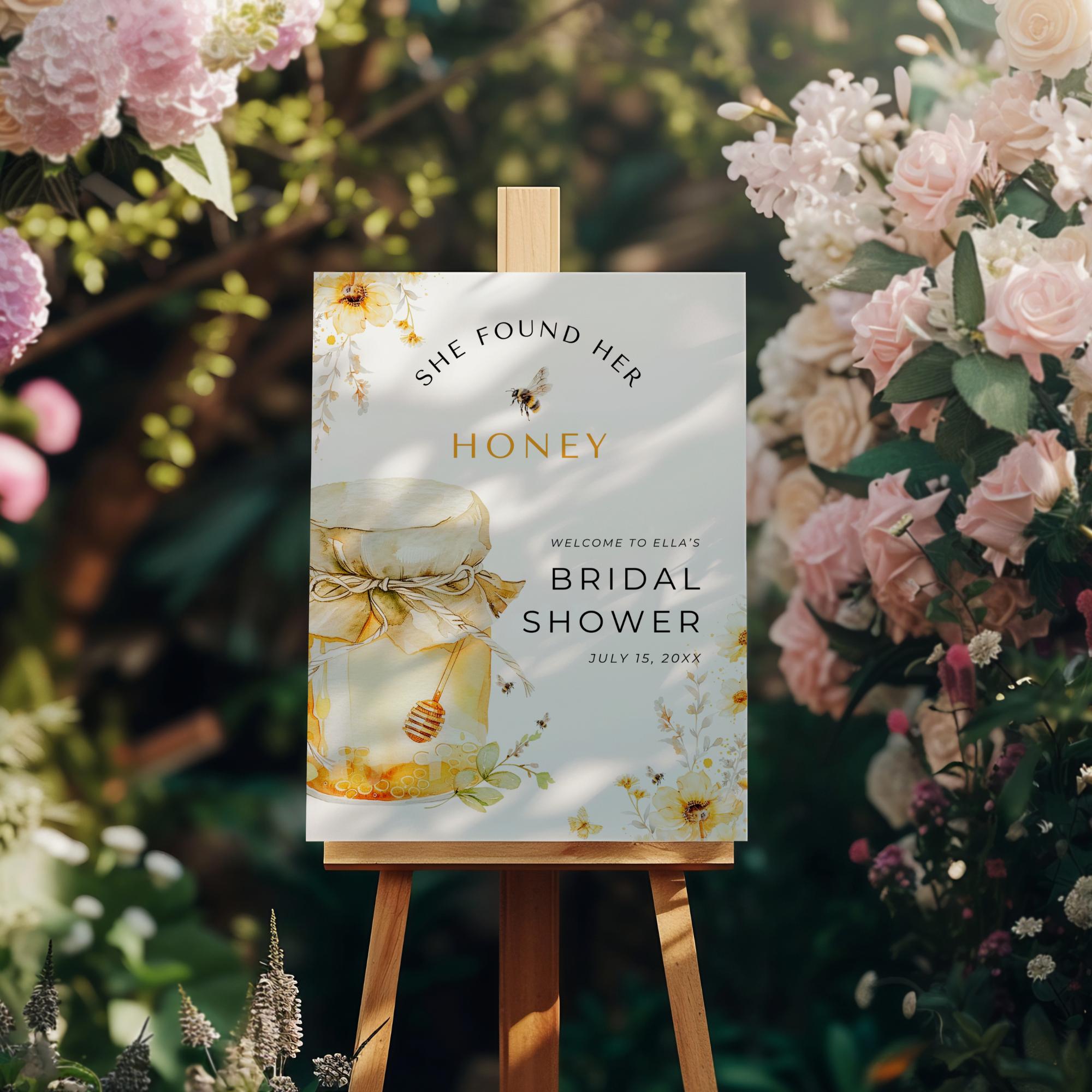 She Found Her Honey Bridal Shower Welcome Sign, Editable Bee Theme ...