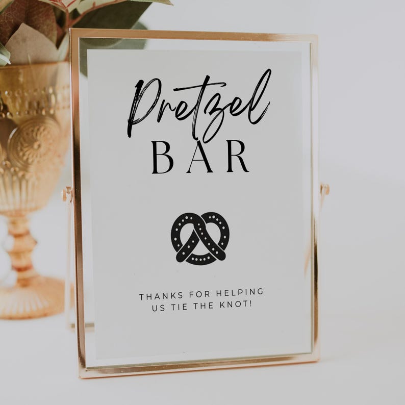 Pretzel Bar Sign, Wedding Pretzel Stand Sign, Printable Reception ...