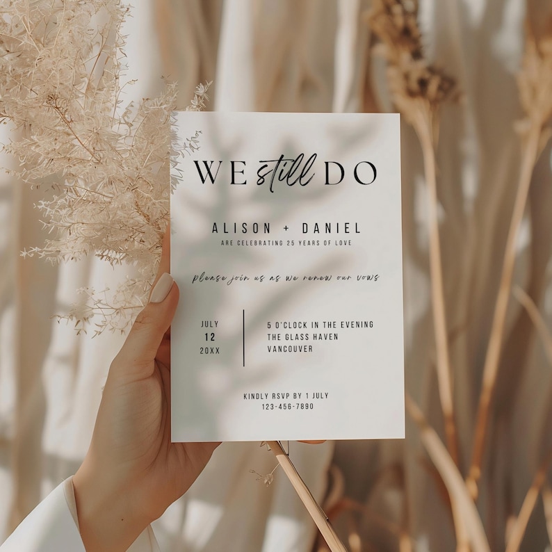 We Still Do Invitation Template, Modern Vow Renewal Invite, Wedding ...