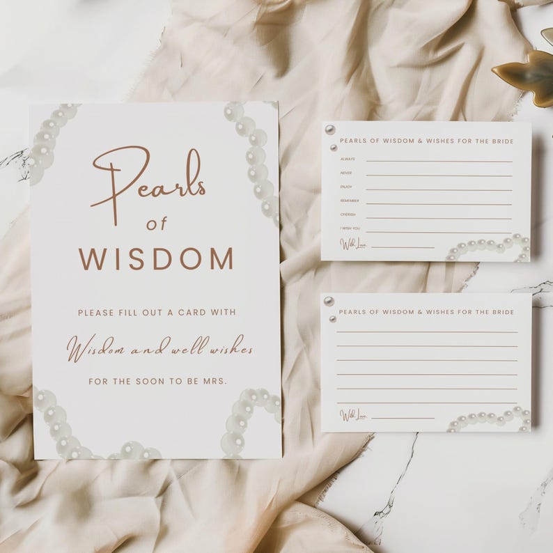 Pearls of Wisdom Bridal Shower Sign, Pearls and Prosecco Decor ...