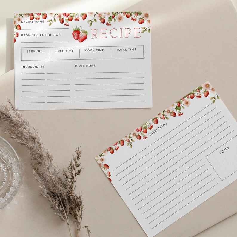 Berry in Love Recipe Card Bundle, Berries Bridal Shower Recipe Request, Strawberry Recipe ...