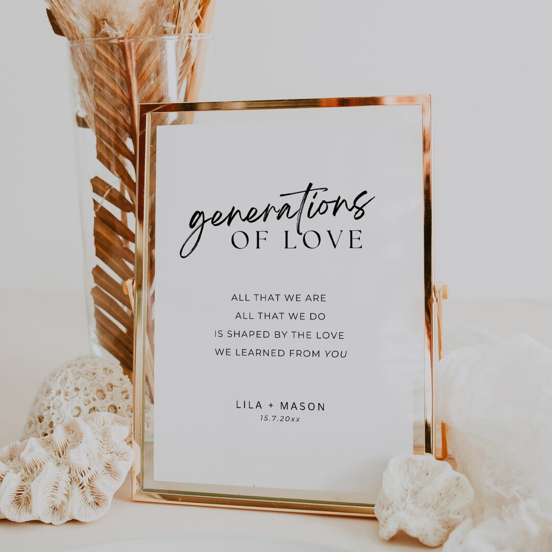 Generations of Love Table Sign, Family Table Wedding Decor, Printable ...