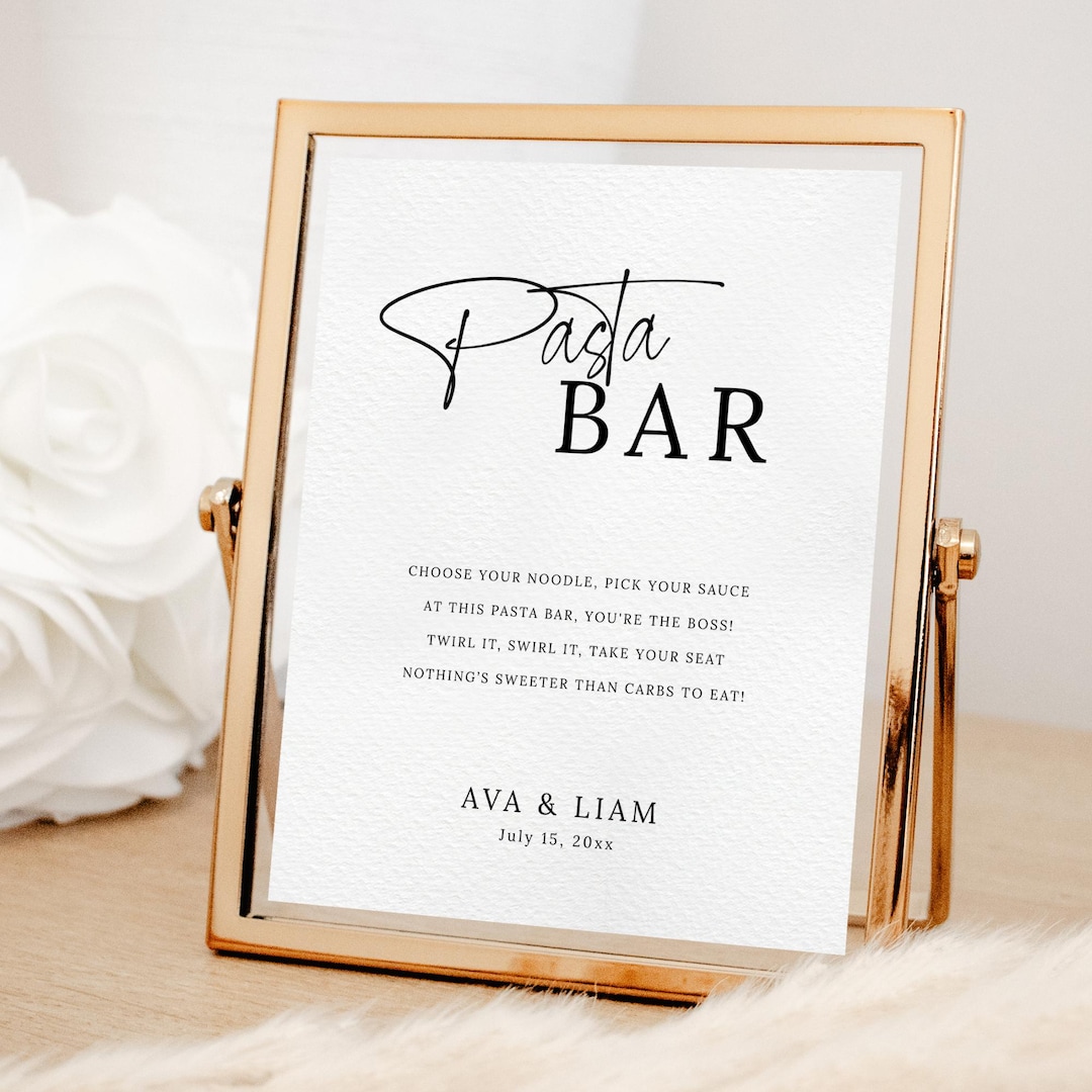 Pasta Bar Sign, Editable Wedding Pasta Bar Template, Minimalist Food ...